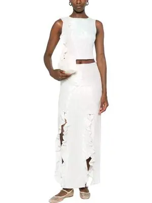 LEEN MOUGHRABI Leen Mougrhabi Jacquard Maxi Skirt - White