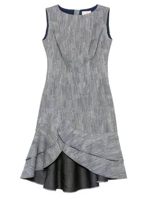 LEEN MOUGRHABI Sienna Asymmetric Midi Dress - Blue