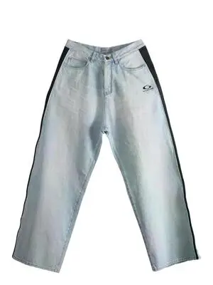 Balenciaga Logo Print Baggy Jeans - Blue