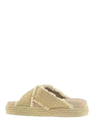 Mou Criss-cross Raffia Sandals - Neutrals