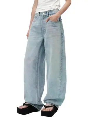 Alexander Wang Crystal-logo Oversized Jeans - Blue