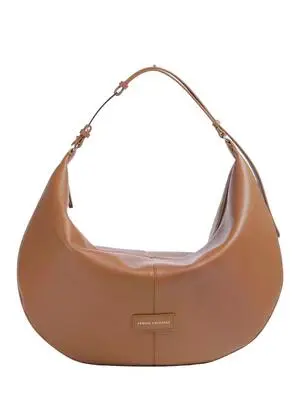 Armani Exchange Logo Plaque Crescent Tote Bag - Brown