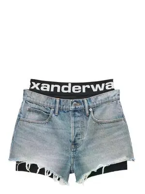 ALEXANDER WANG Alexander Wang Layered Logo Denim Bike Shorts