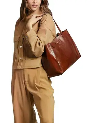 THE BRIDGE Leather Tote Bag - Brown