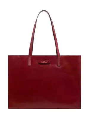 THE BRIDGE The Bridge Logo-Plaque Leather Tote Bag Red