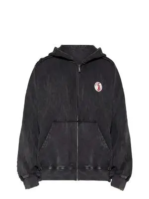 SSSTUFFF Zip-up Hoodie With Graphic Detail - Black