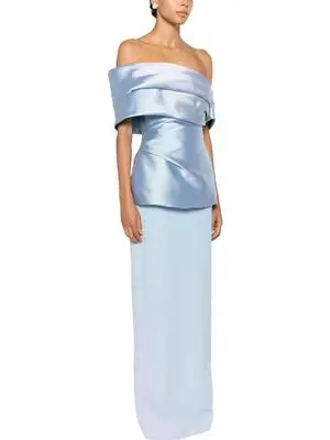 Solace London Off-shoulder Peplum Maxi Dress - Blue