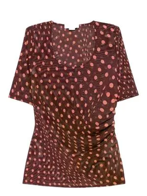 Stella McCartney Polka Dot Ruched Top - Brown
