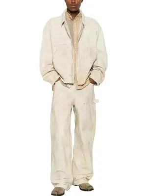 COLE BUXTON Distressed Panelled Zip-up Jacket - Neutrals