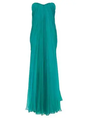 Alexander McQueen Strapless Draped Maxi Dress - Blue