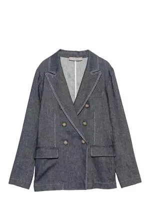 D.exterior Double-breasted Blazer - Blue