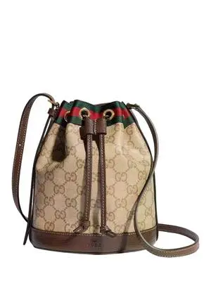 Gucci Gucci GG Supreme Canvas Bucket Bag With Web Detail Neutrals