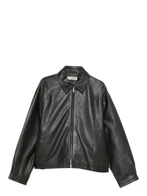COLE BUXTON Leather Zip-up Jacket - Black