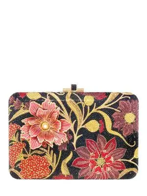 Judith Leiber Crystal Embellished Floral Motif Clutch Bag - Red