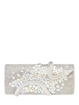 Judith Leiber Spiral Snake Hypnotic Crystal-embellished Snake-detail Clutch Bag - Silver
