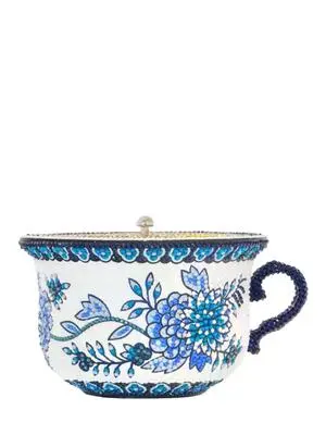 Judith Leiber Crystal Embellished Floral Print Clutch - White