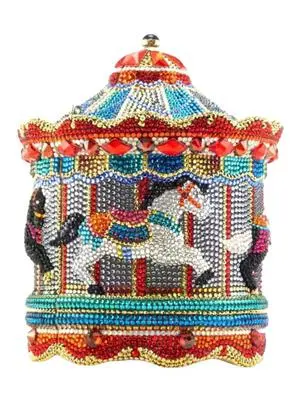 Judith Leiber Judith Leiber Jane's Carousel Crystal-Embellished Clutch Bag Brown