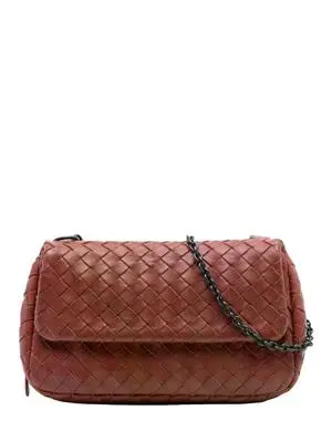 Bottega Veneta Bottega Veneta Mini Nappa Intrecciato Expandable Chain Flap Crossbody Bag Red