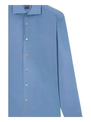 Fedeli Sean Spread-collar Long-sleeve Shirt - Blue