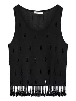 BY MALENE BIRGER Embellished Fringe Top - Black