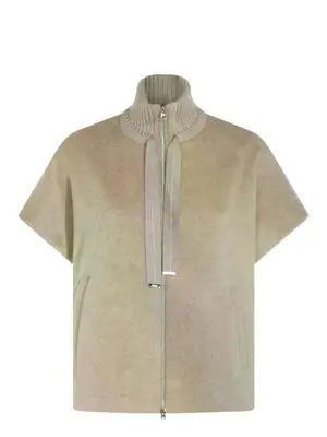 Herno High-neck Short-sleeve Poncho - Neutrals
