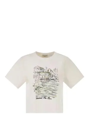 Max Mara Graphic Print Cotton T-shirt - White