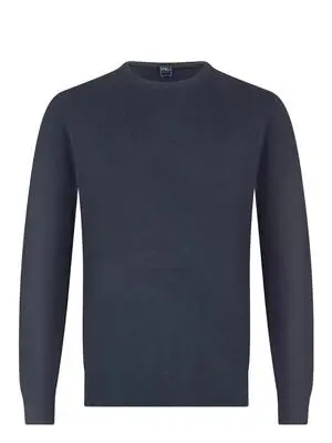 Fedeli Crew Neck Long Sleeve Sweater - Blue