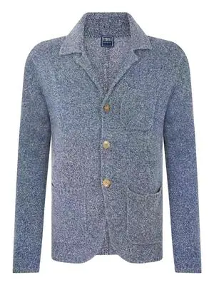 Fedeli Button-up Notched-lapel Cardigan - Blue