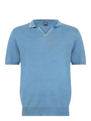 Fedeli Contrast-trim T-shirt - Blue
