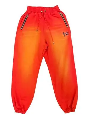 THUG CLUB Two-tone Washed Track Pants - Red