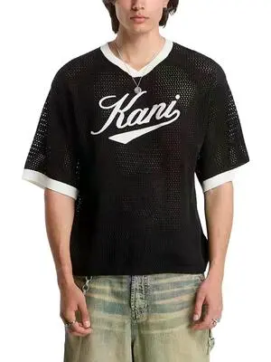 KARL KANI Logo-embroidered Mesh T-shirt - Black