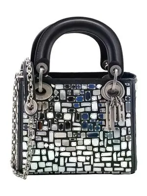 DIOR Lady Dior Chain Bag Leather And Mirror Mosaic Mini Shoulder Bag