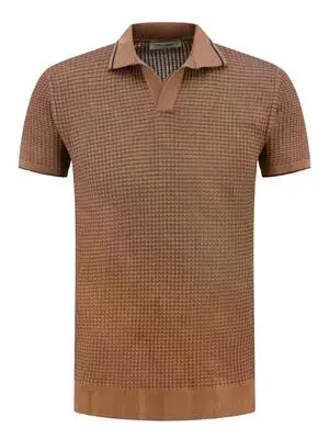 GRAN SASSO Waffle-knit Short-sleeve Polo Shirt - Brown