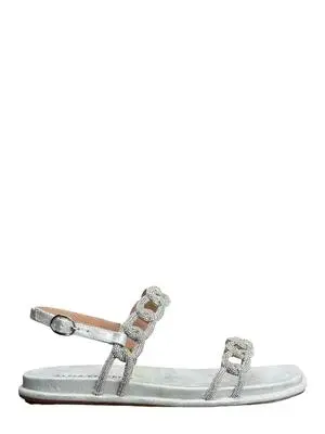 ALMA EN PENA Crystal-embellished Chain-link Sandals - Silver