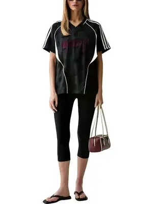 ADIDAS Adidas Polka-Dot Mesh-Panel T-Shirt