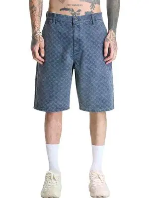 DAILY PAPER Monogram Print Washed Shorts - Blue