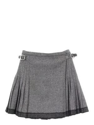 Dior Pleated Lace-trim Skirt - Grey