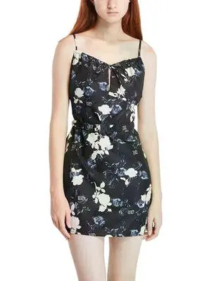 WASTED Mazzy Floral-print Mini Dress - Black