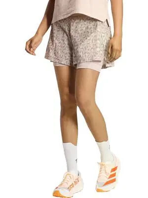 Adidas Terrex Xploric Leopard-print Shorts - Neutrals