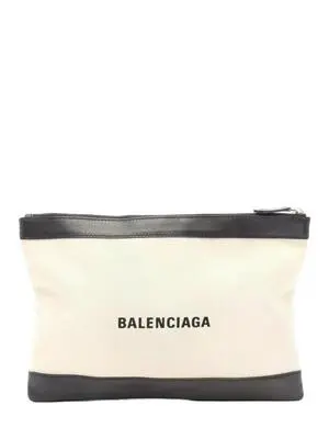 Balenciaga Medium Navy Clip Clutch Bag - Neutrals