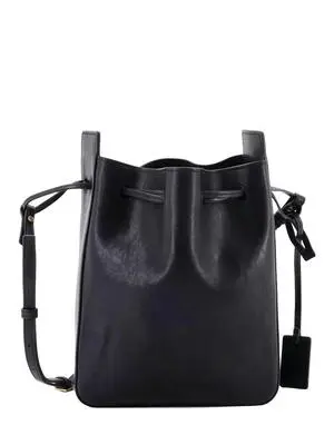 Saint Laurent Convertible Leather Bucket Bag - Black