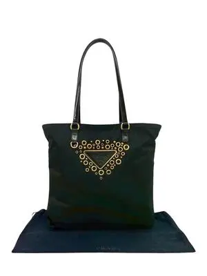 Prada Embellished Tessuto Tote Bag - Black