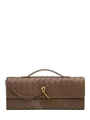 Bottega Veneta Lambskin Intrecciato Andiamo Clutch Bag - Brown