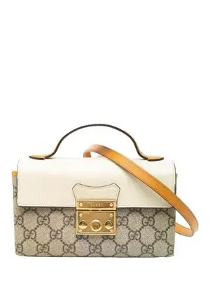 Gucci Mini Gg Supreme Padlock Satchel - Neutrals
