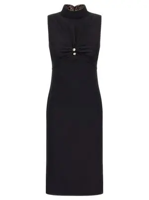 Roberto Cavalli High-neck Midi Dress - Black