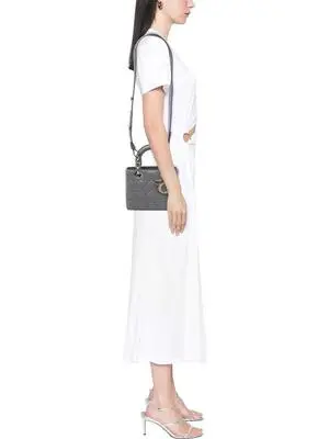 Dior Lambskin Cannage Lady Satchel - Grey