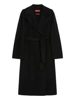 Max Mara Wool, Cashmere And Silk Long Wrap Coat - Black