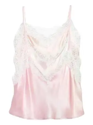 Viktor & Rolf Silk Satin Blouse With Lace Trim - Pink