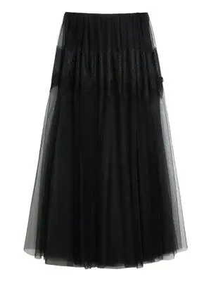 Viktor & Rolf Tulle Lace Insert Maxi Skirt - Black