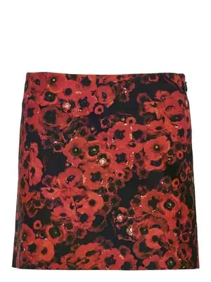 Roberto Cavalli Floral Print Zip-fastening Mini Skirt - Red
